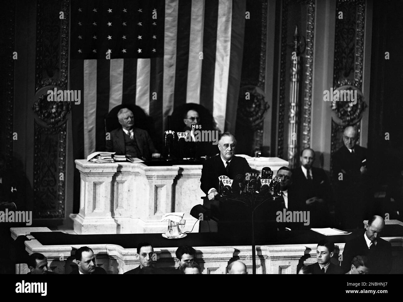 President Franklin Roosevelt delivering defense message to joint ...