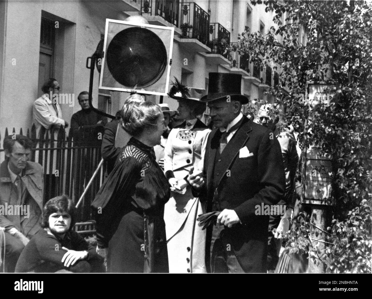 LAURENCE OLIVIER on set location candid in London with Film Crew during filming of the TV Movie ...