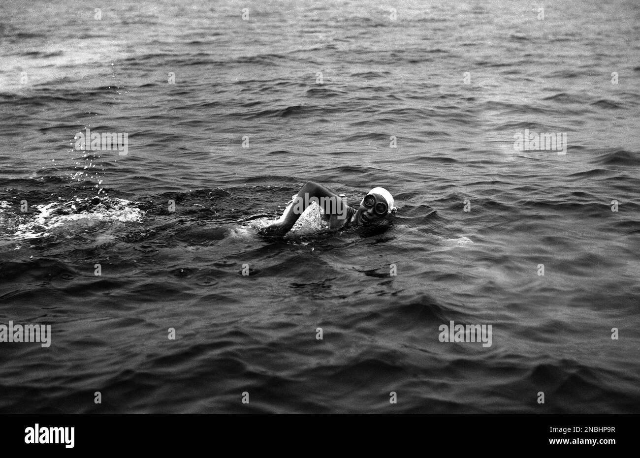 Florence Chadwick, 32, of San Diego, California, became the first woman ...
