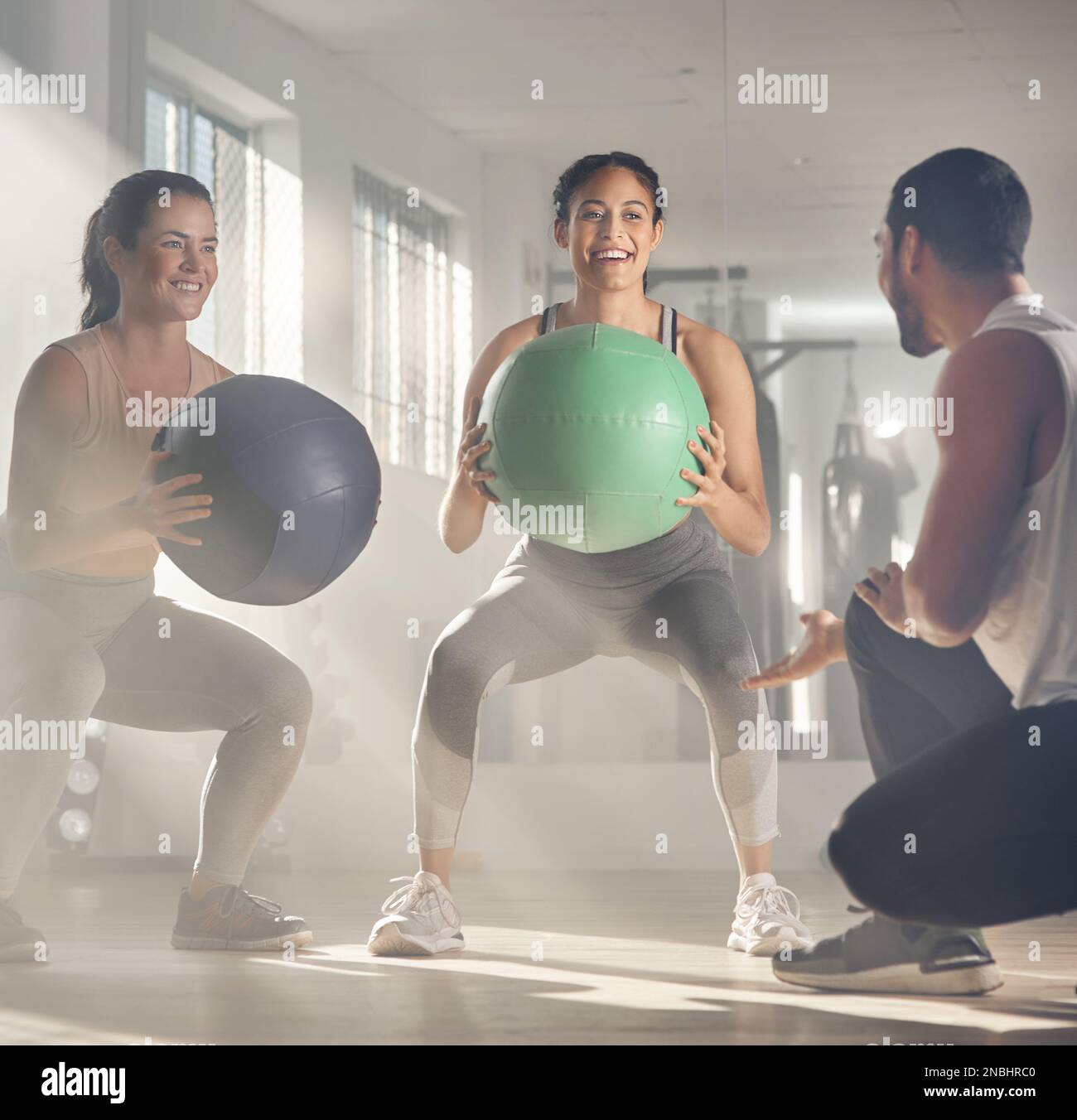 This is the most fun weve had in ages. two women using fitness balls ...