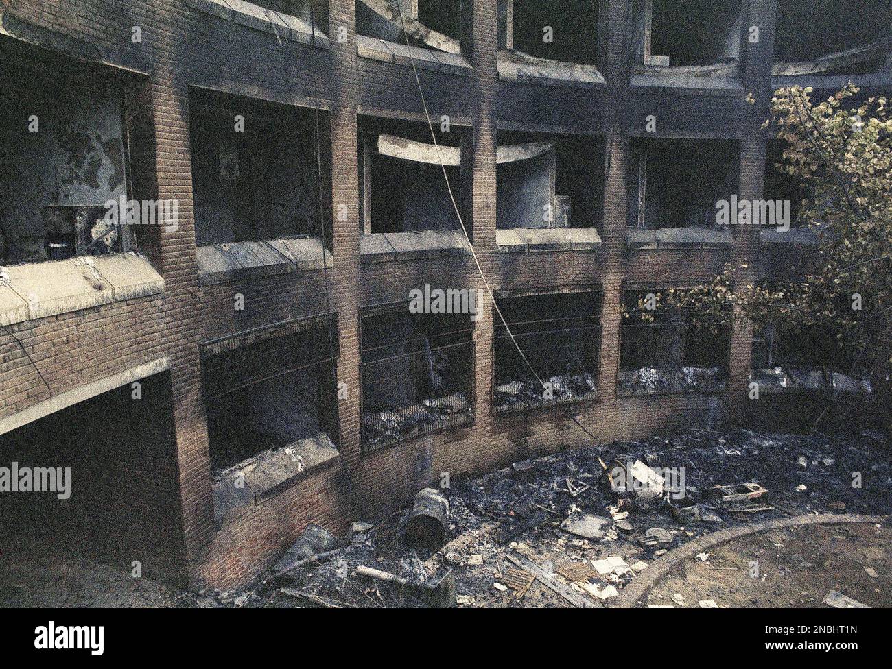 View of burned out building in Islamabad, Pakistan, Nov. 20, 1979 after ...