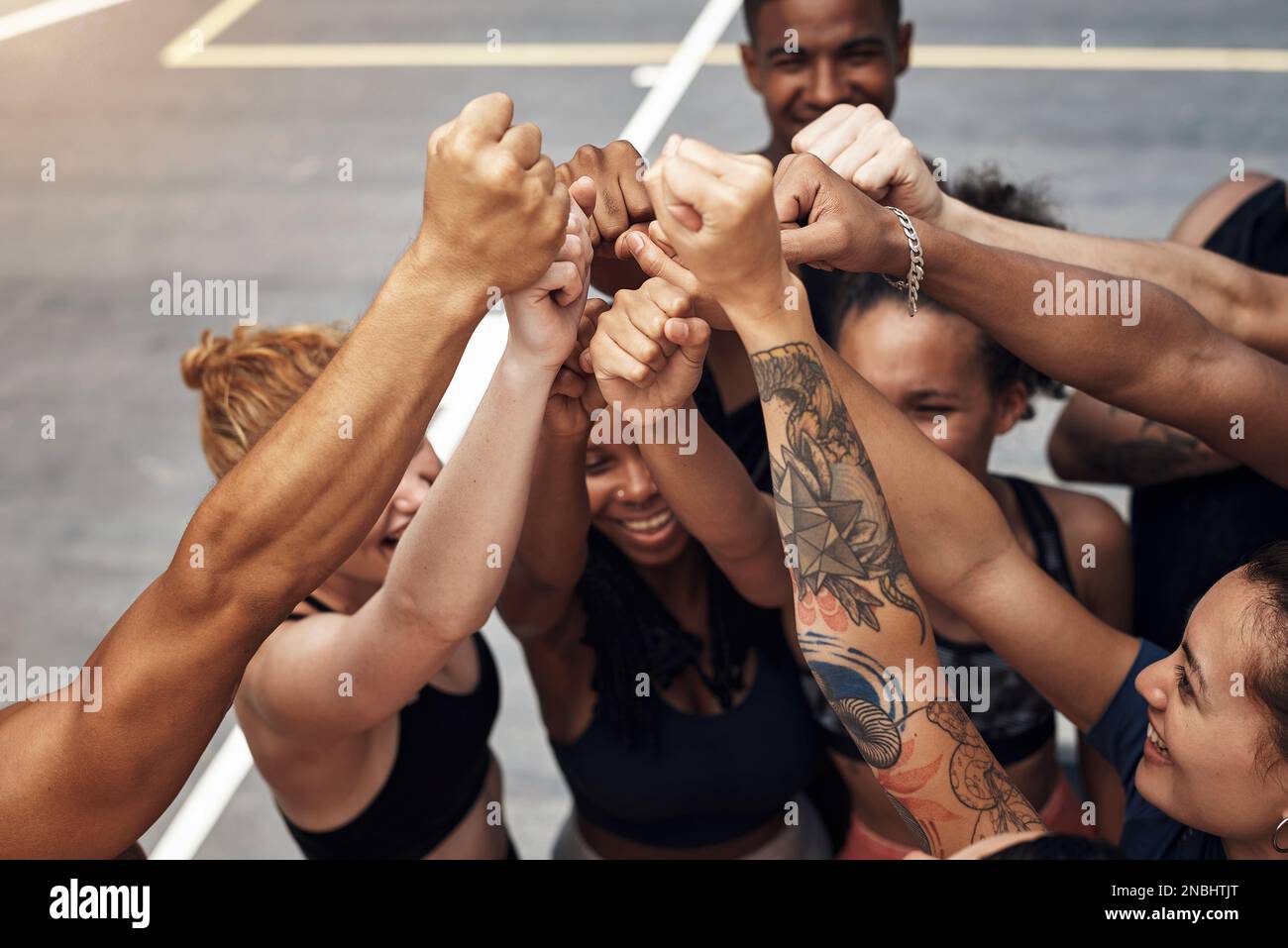 Teamwork means showing respect for each other. a group of sporty young ...