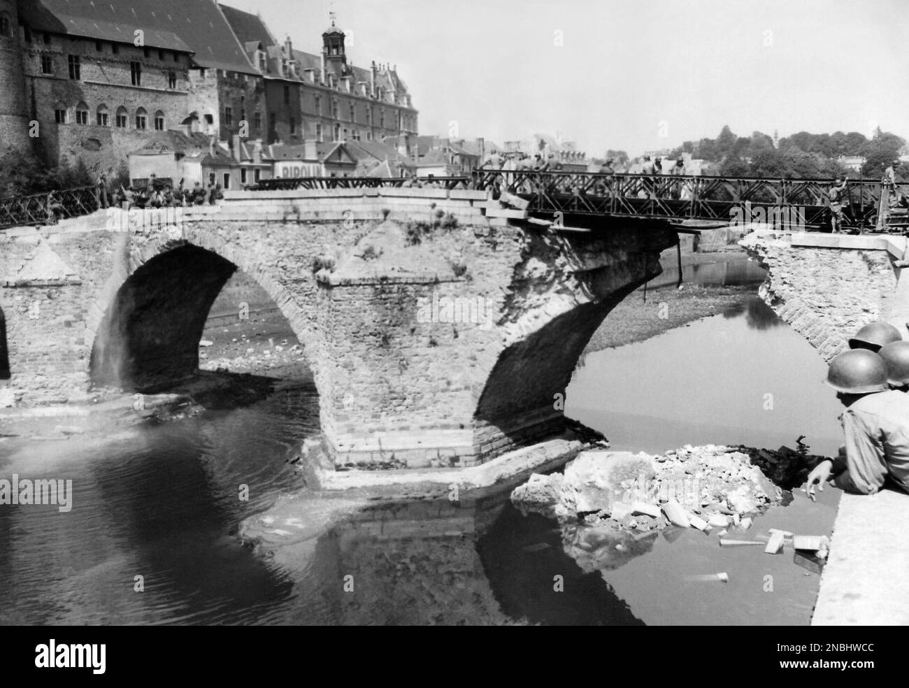 American soldiers put finishing touches on the span they have already ...
