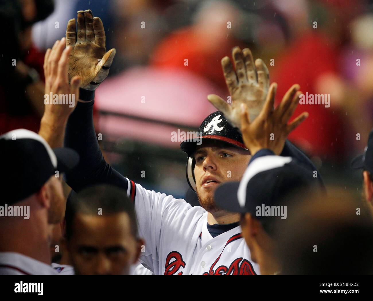 Atlanta Braves first baseman Freddie Freeman celebrates with his ...