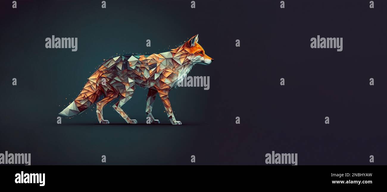 geometric fox illustration, graphic art in low polygon, geometric ...