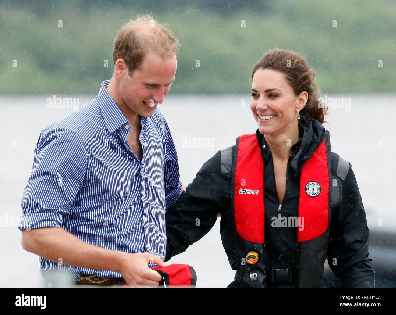 Prince William and his wife Kate, the Duke and Duchess of Cambridge, after competing against ...