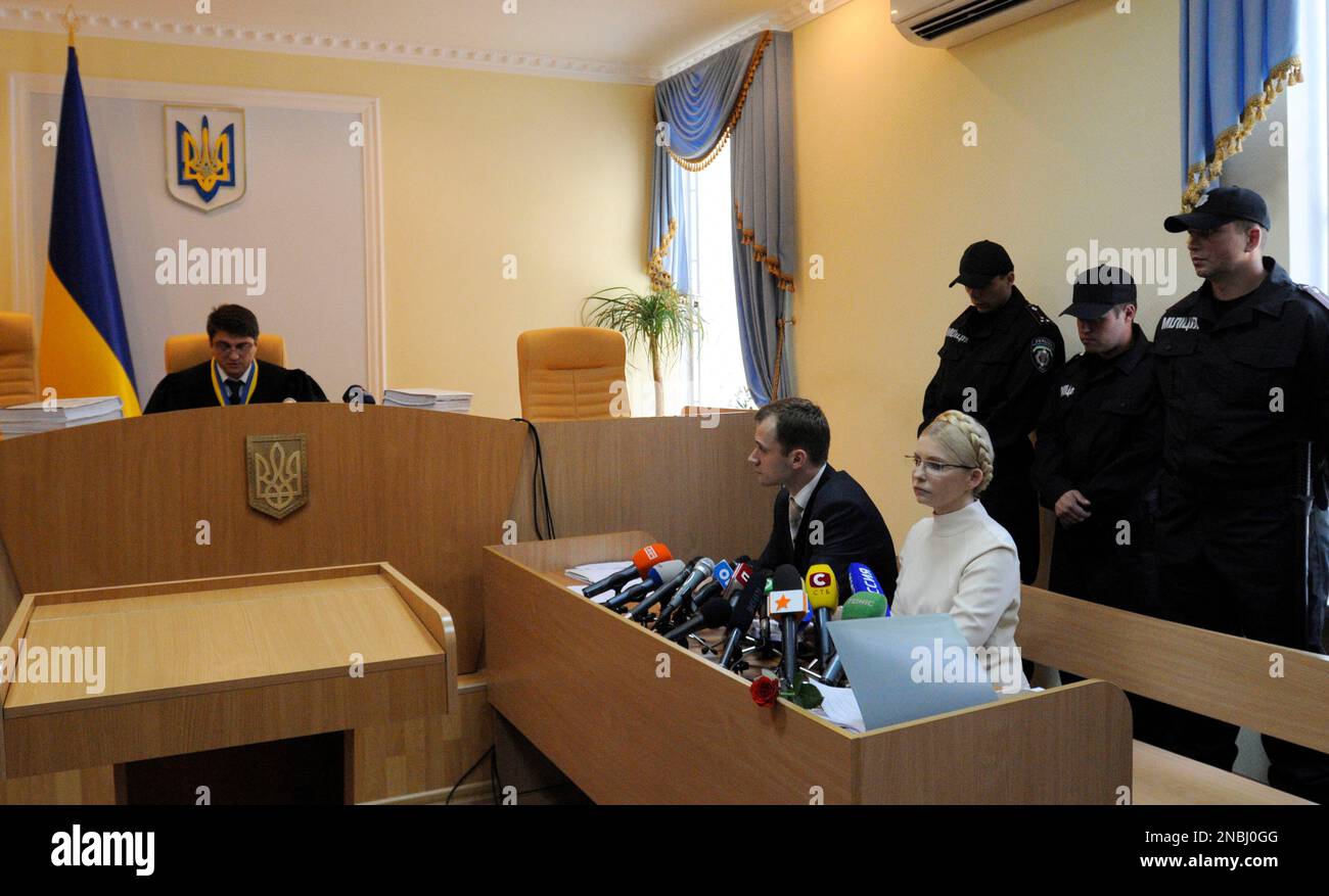 Former Ukrainian Prime Minister Yulia Tymoshenko, right, and her lawyer ...