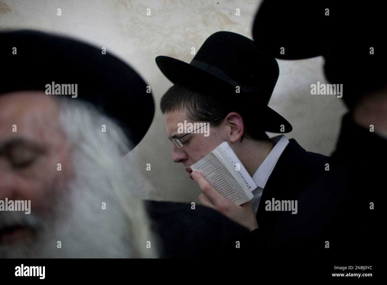 Ultra-Orthodox Jewish men pray at Joseph's Tomb in the West Bank city ...
