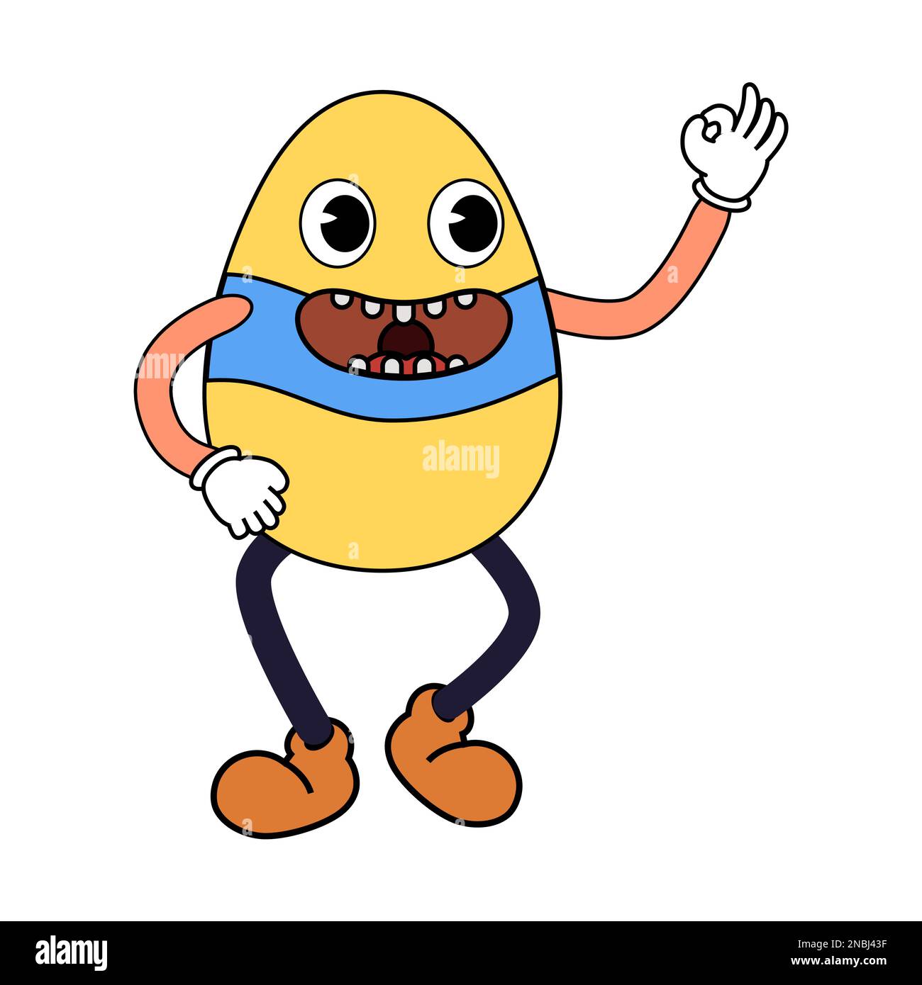 Easter egg groovy cartoon vintage style, Happy Easter. Characters egg ...