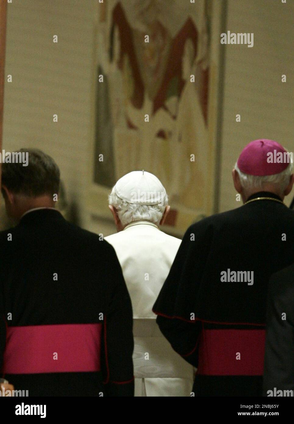 Pope Benedict XVI leaves after an audience in the Paul VI Hall, at the ...