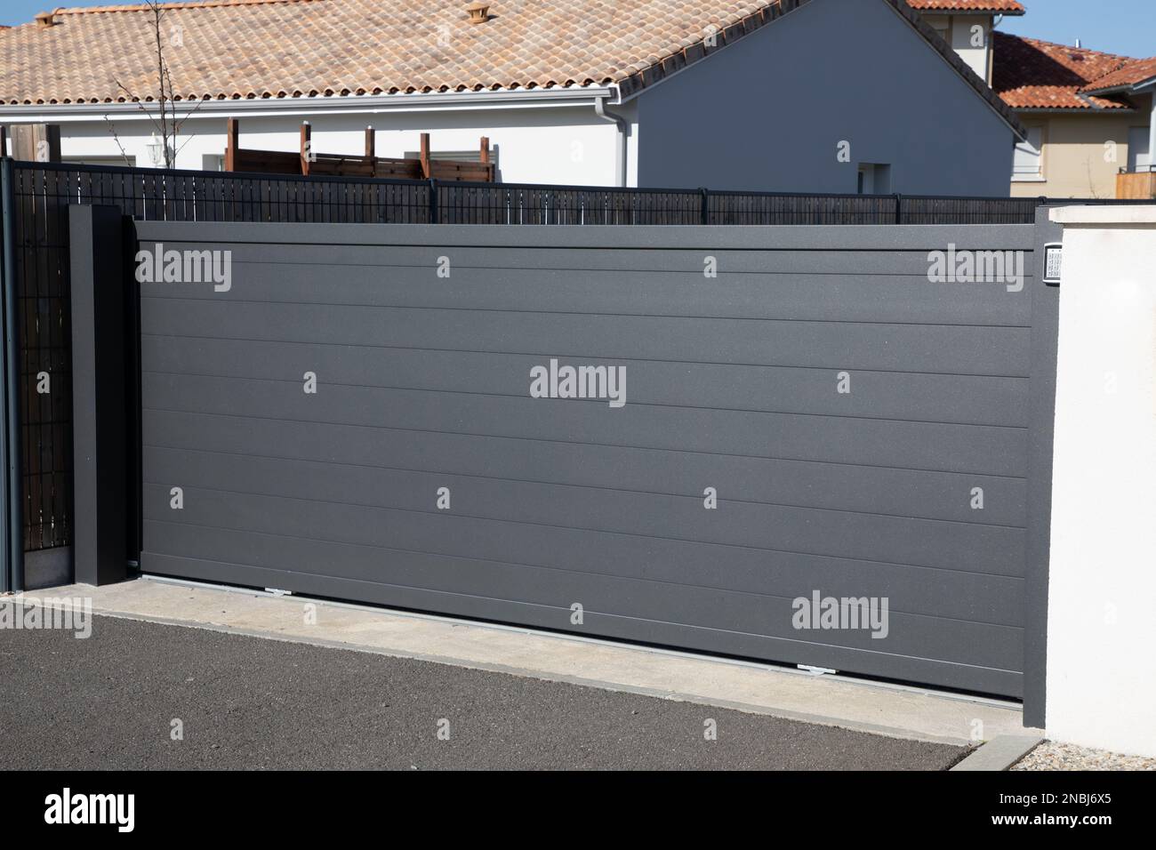 Aluminum high sliding modern home grey gate portal of suburb house ...