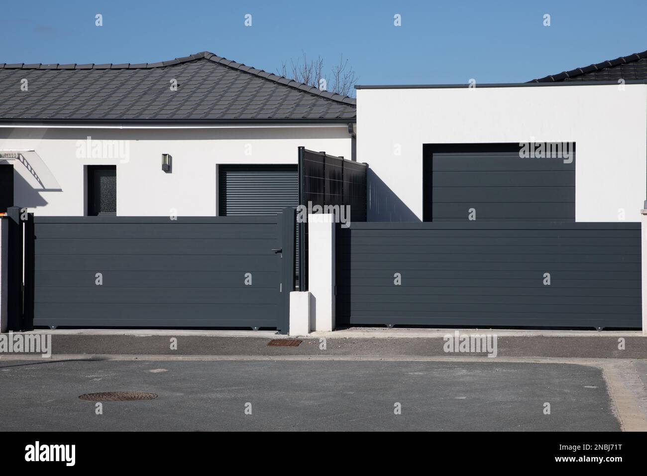 portal street suburb modern home door grey dark metal aluminum double ...