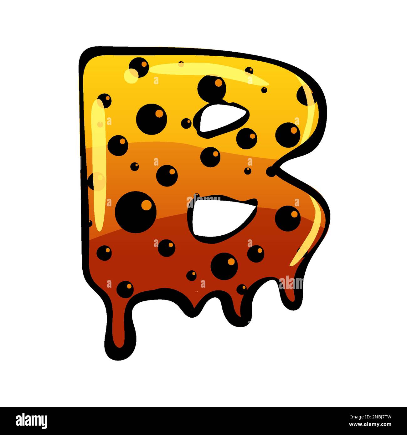 Halloween font letter B latin alphabet. Orange bubbling colorful spooky ...