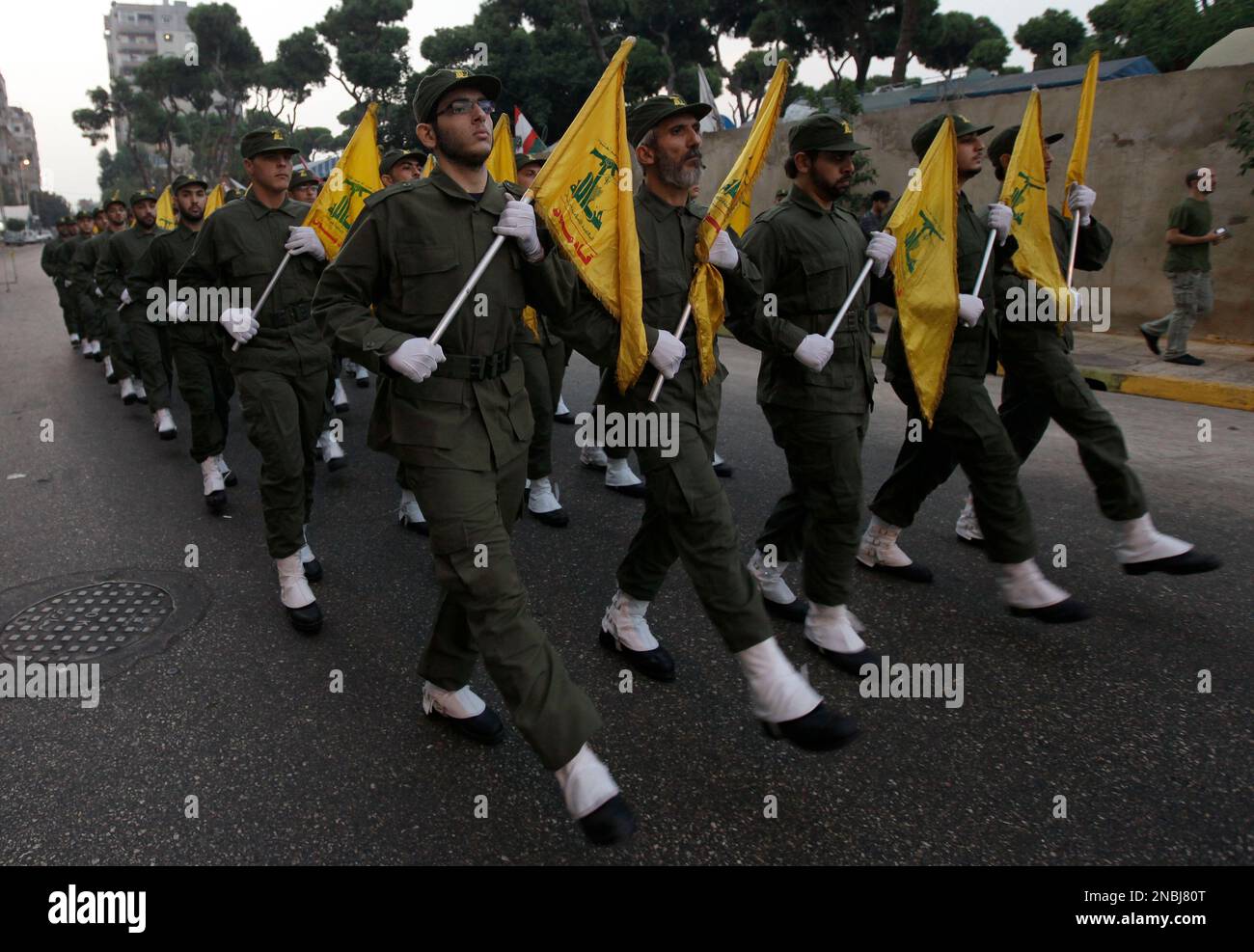 In this picture taken on November 12, 2010, Hezbollah fighters parade ...