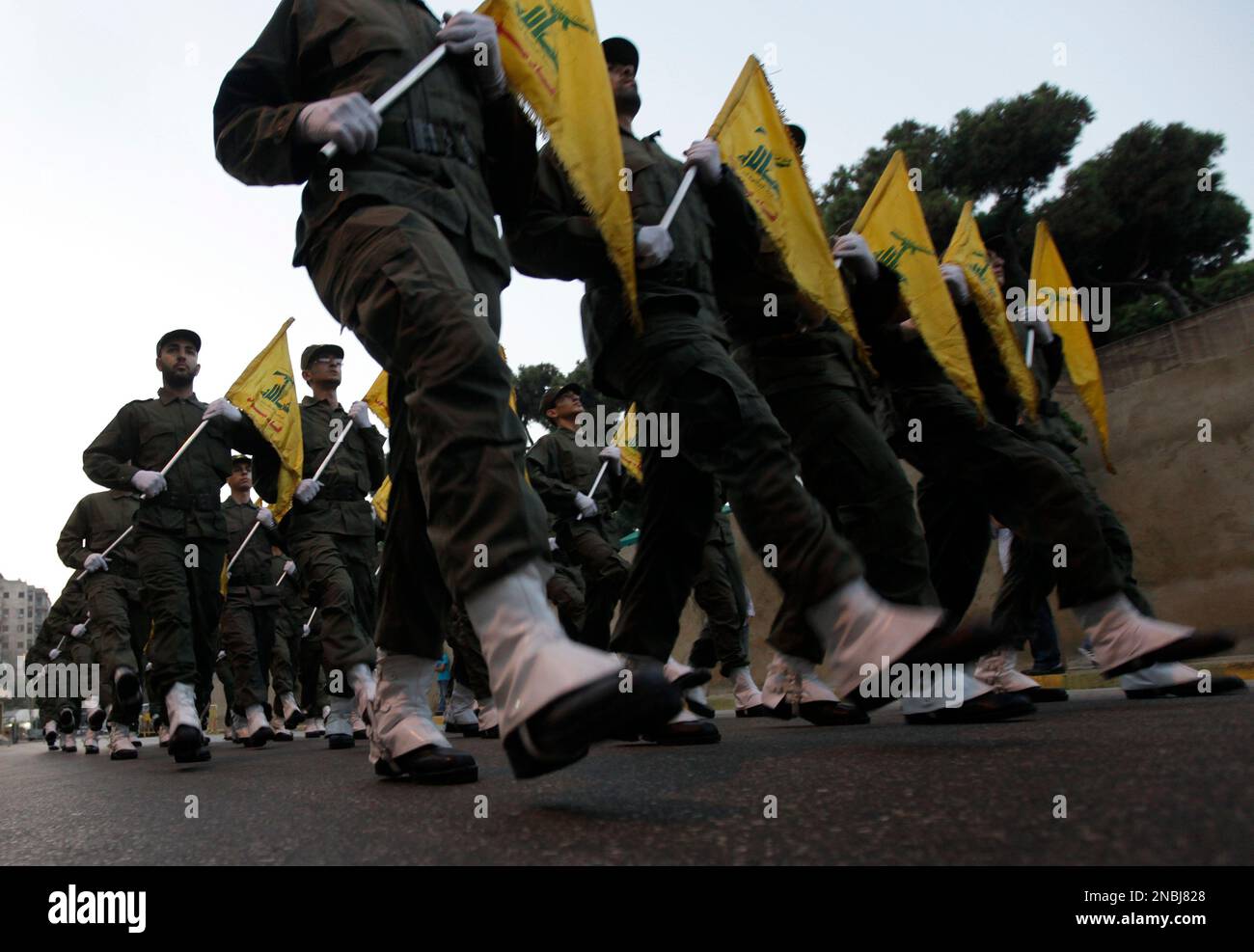 In this picture taken on November 12, 2010, Hezbollah fighters parade ...