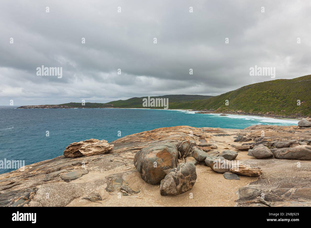 View across the bay from Natural Bridge in Torndirrup National Park to ...