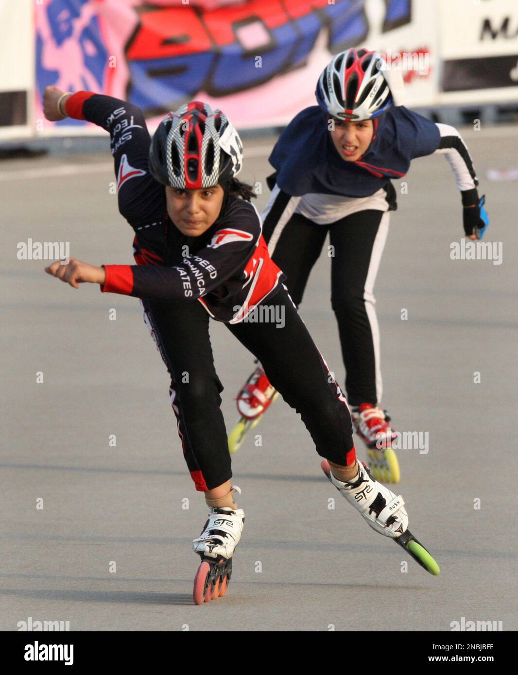 Iranian female rollerbladers compete, during the women's rollerblading ...