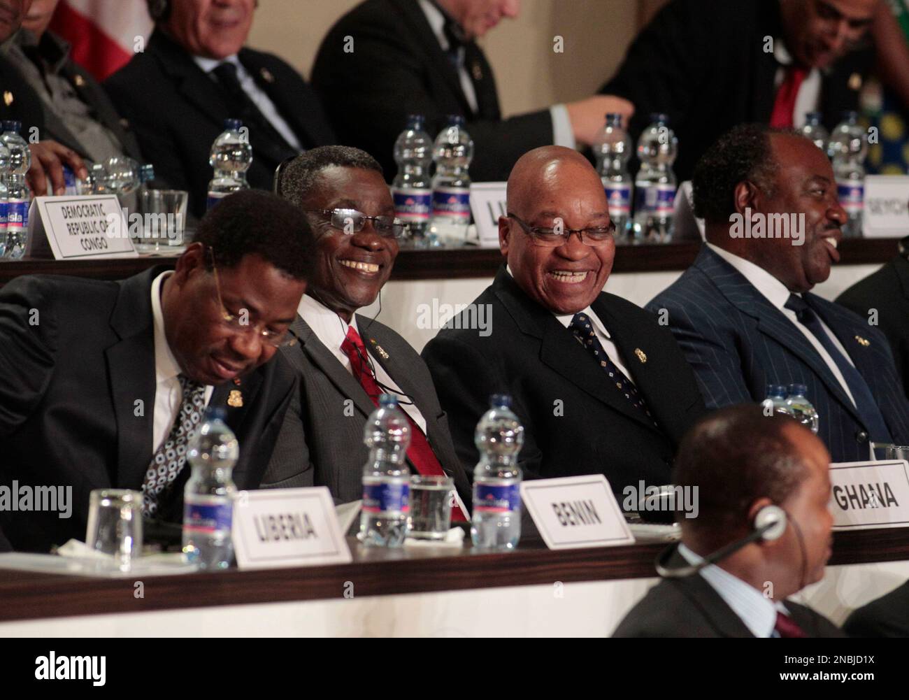 African Presidents, from left, Benin's Boni Yayi, Ghana's John Atta ...