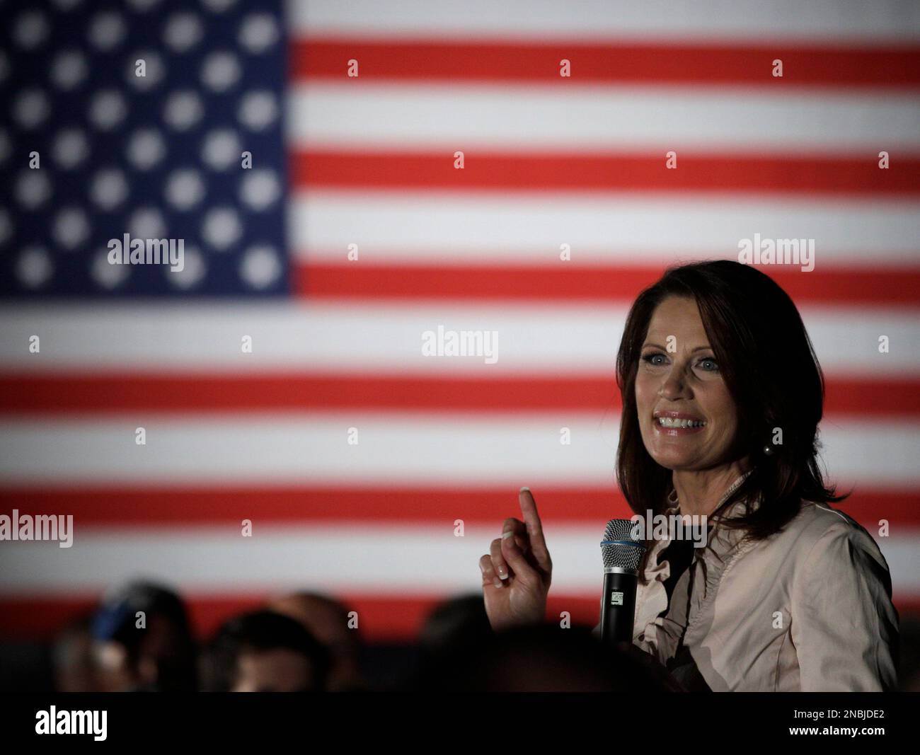 Rep. Michele Bachmann, R-Minn., addresses the crowd during a welcome ...