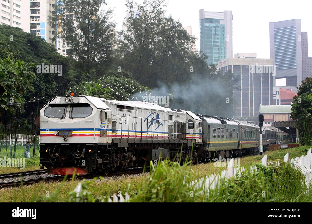 One of the last KTM trains steams out of the Tanjong Pagar station with ...