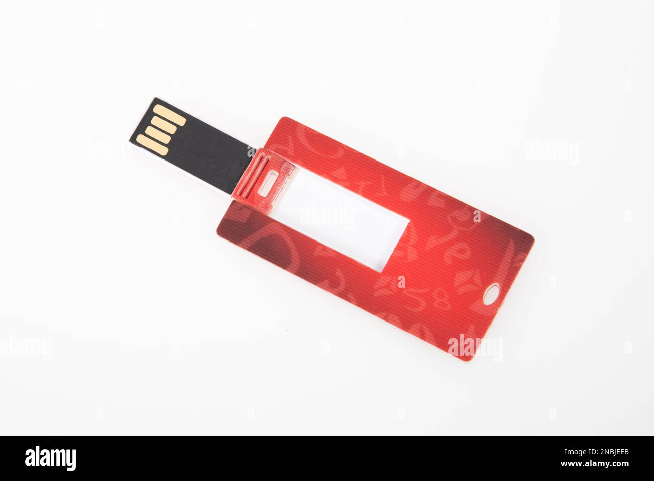 usb key plastic red card open flash drive folding on white background ...