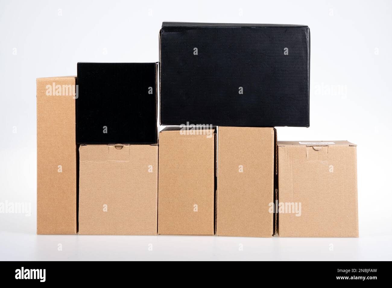 cardboard box black and brown carton recycled on white background Stock ...