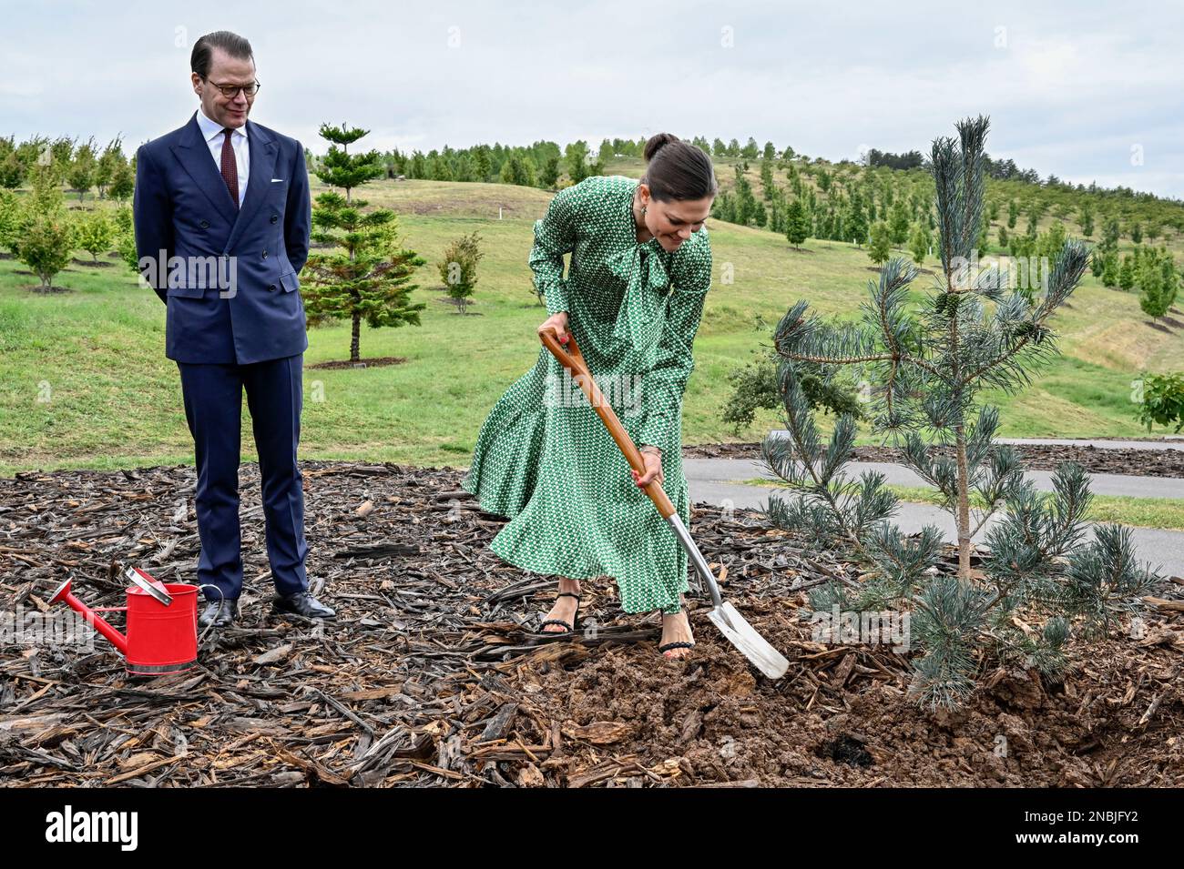 Sweden's Crown Princess Victoria and Prince Daniel plant a tree, a ...