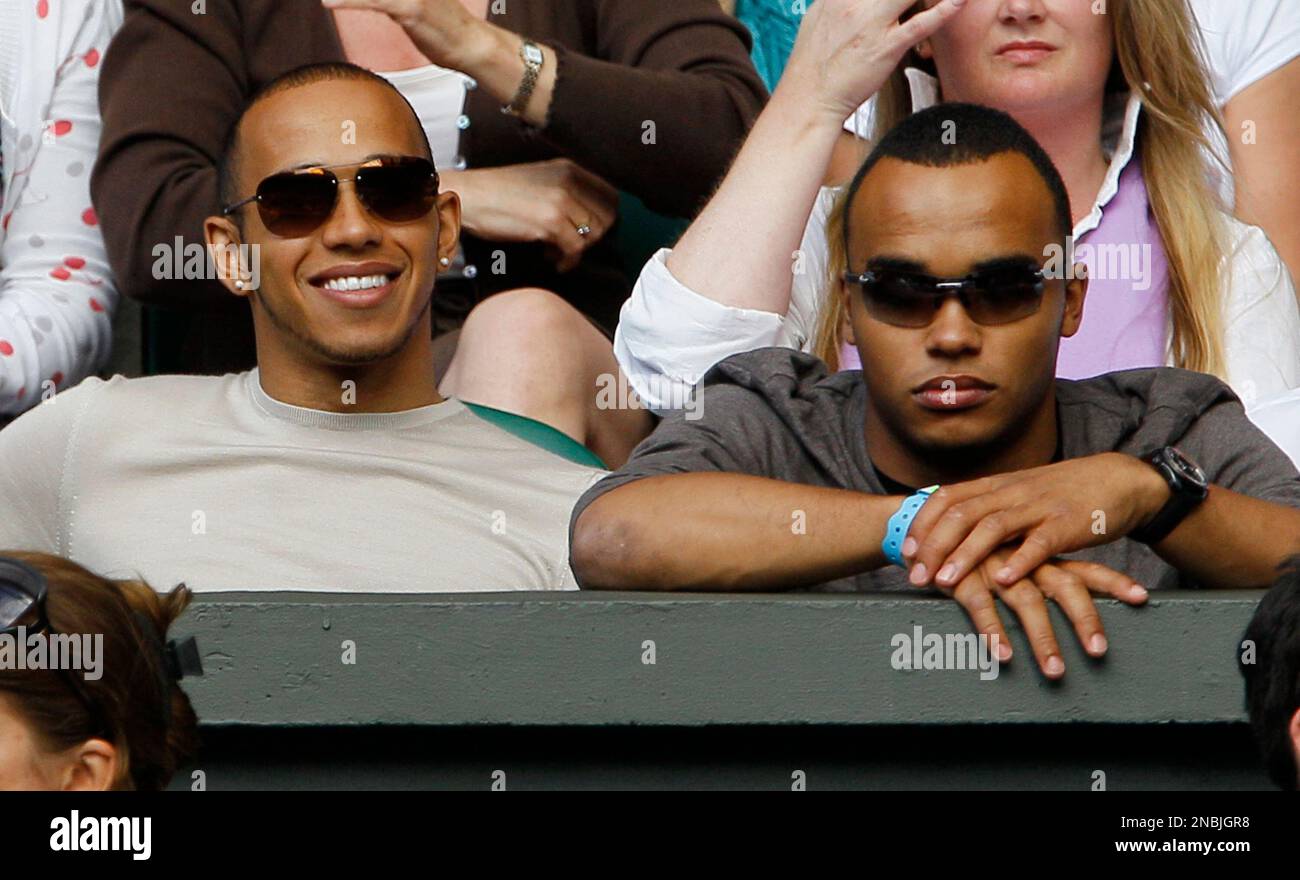 Britain's Formula One driver Lewis Hamilton and his brother Nicholas ...