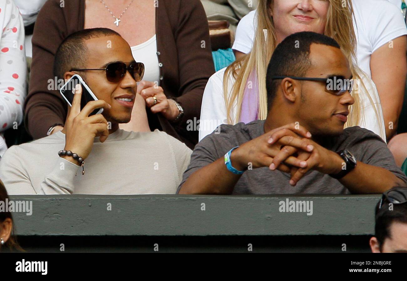 Britain's Formula One driver Lewis Hamilton and his brother Nicholas ...