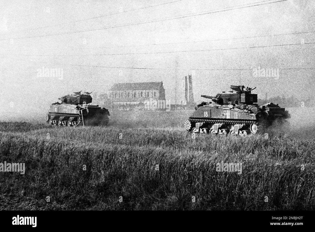 Allied tanks make their way across country for the attack east of Caen ...