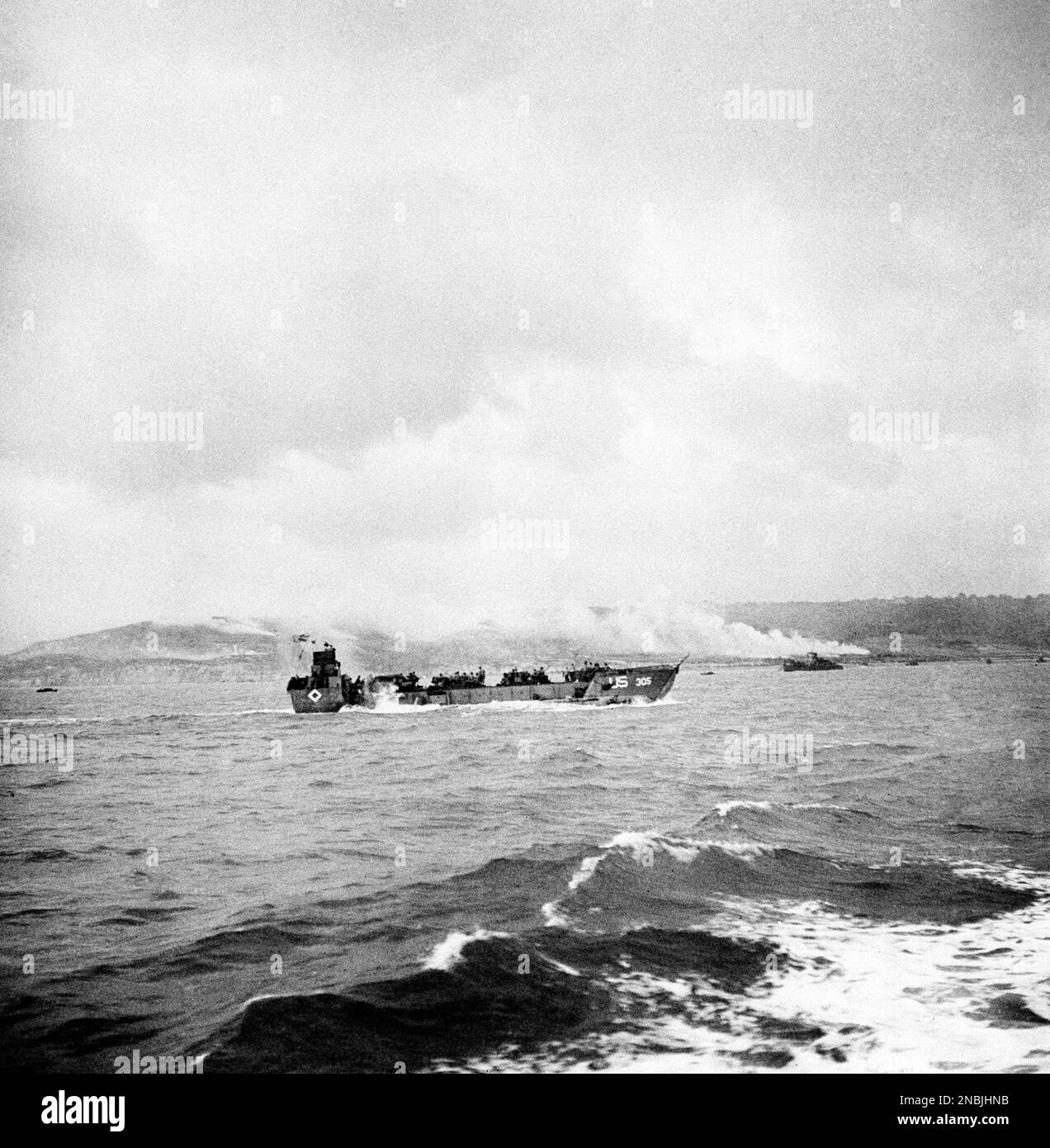 Ships at the Normandy beachhead in France on June 17, 1944, following ...