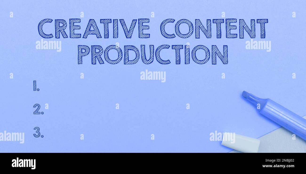 Sign displaying Creative Content Production. Business idea providing ...