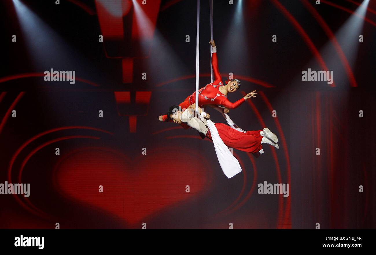 Artists of "Acromania - The Great Mongolian Circus" performs at the ...