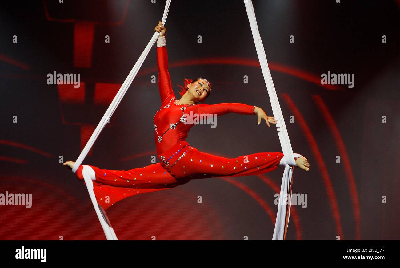 An artist of "Acromania - The Great Mongolian Circus" performs at the ...