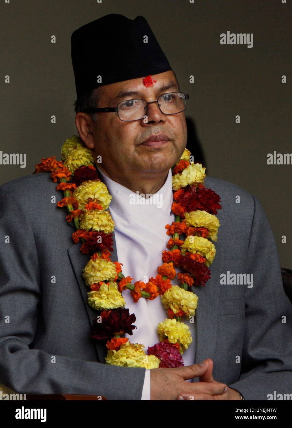 Nepalese Prime Minister Jhalnath Khanal watches the Rato Machhendranath ...