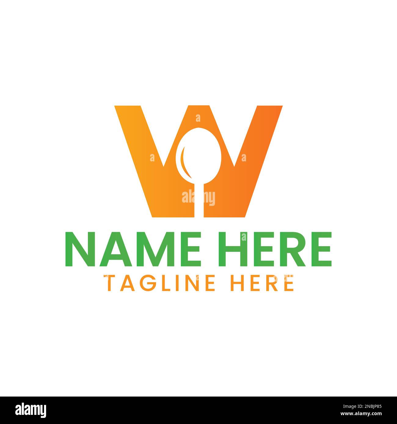 Letter W Restaurant Logo Concept With Spoon Icon. Cafe Sign Vector ...