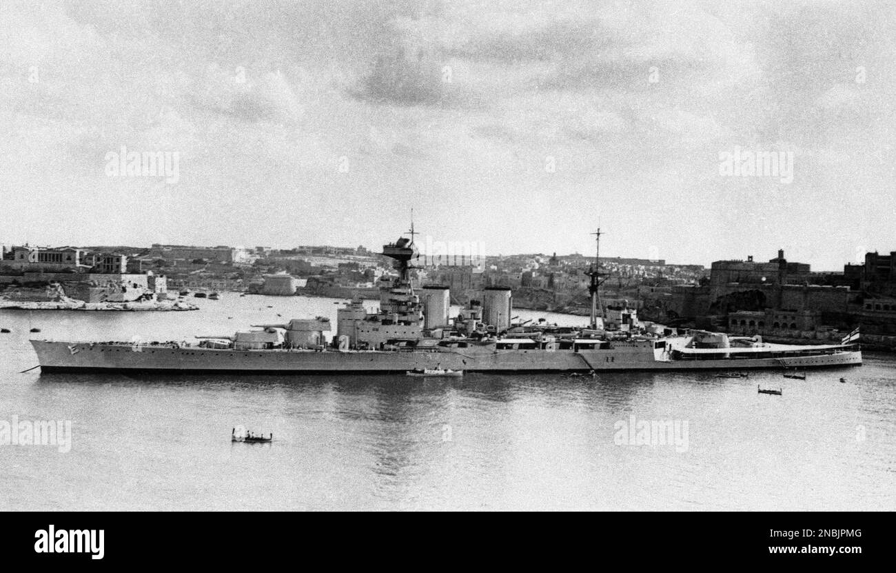 British battle-cruiser H.M.S. Hood, in the Grand Harbour at Malta,on ...