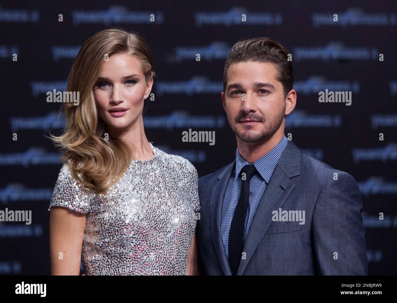 Actors Rosie Huntington-Whiteley, left, and Shia LaBeouf attend the ...