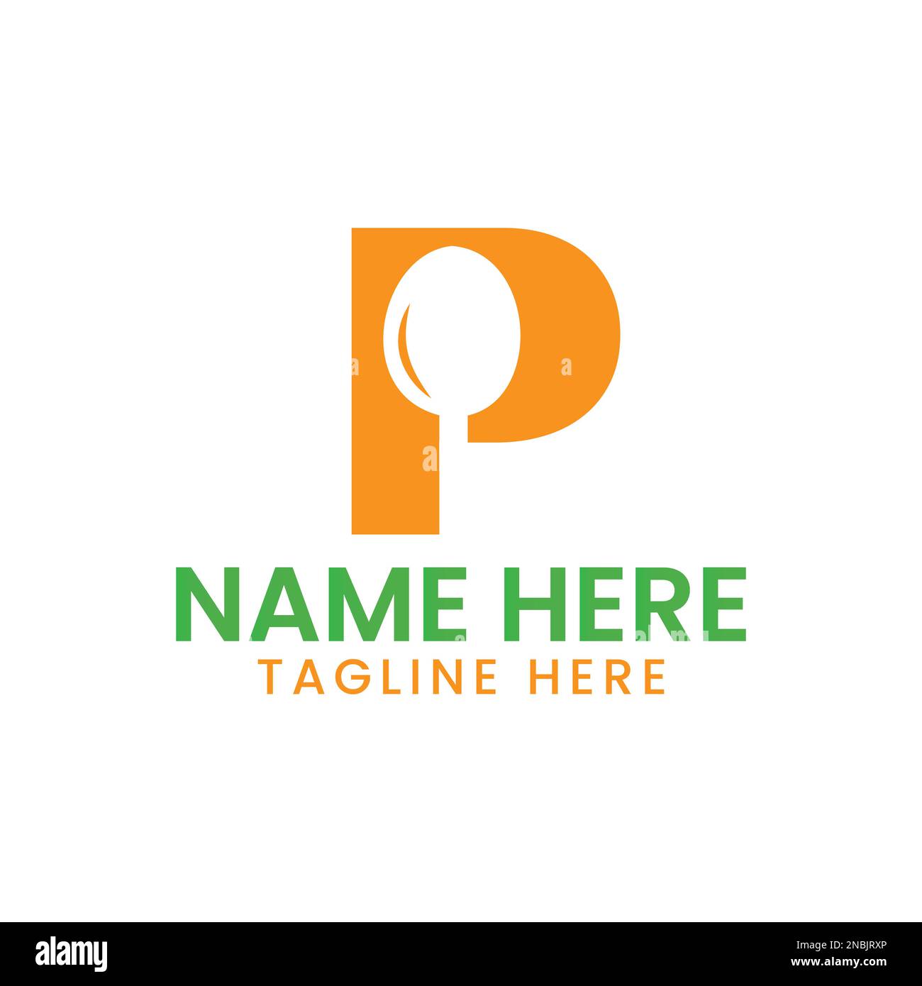 Letter P Restaurant Logo Concept With Spoon Icon. Cafe Sign Vector ...
