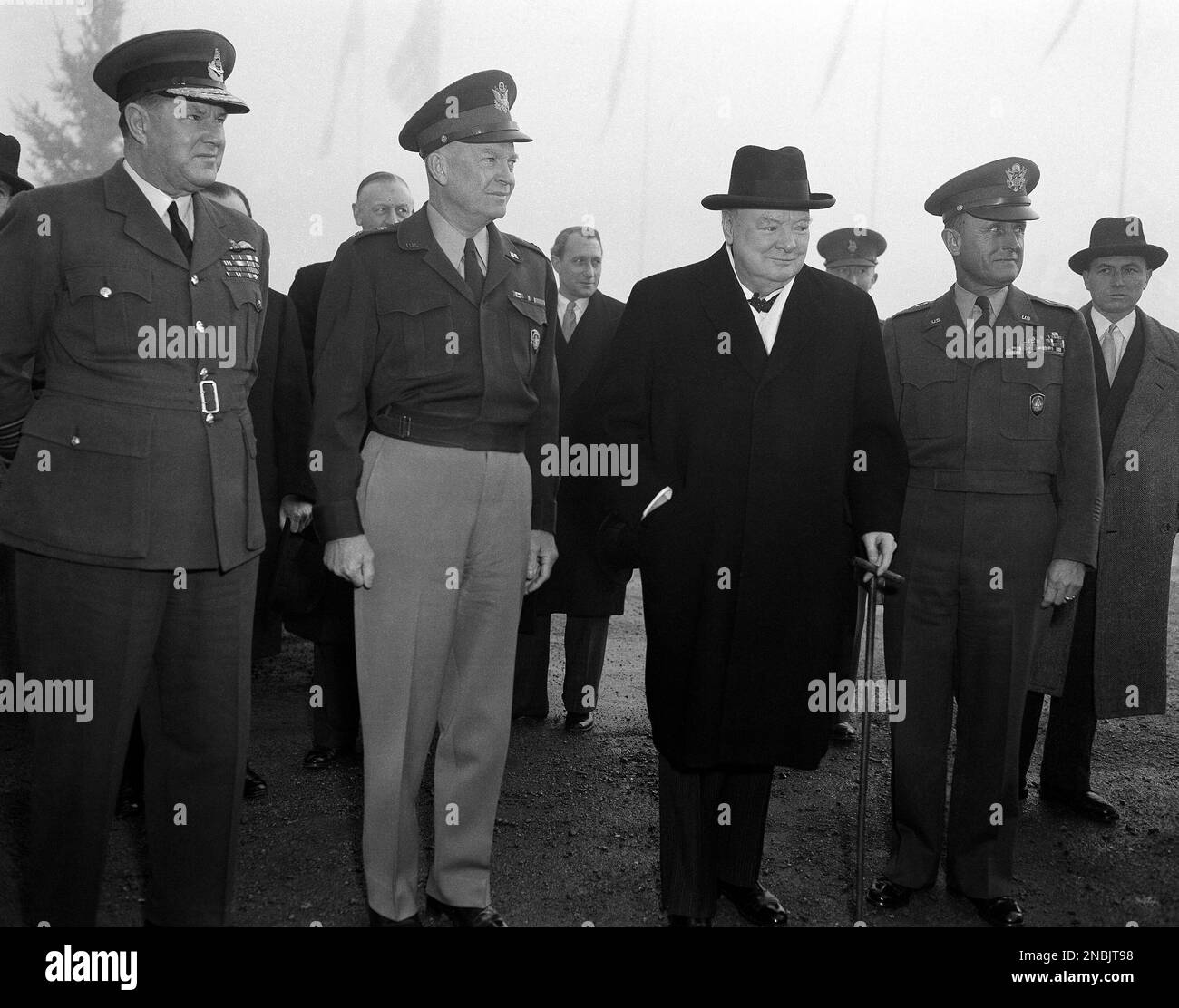 Winston Churchill on arrival at SHAPE headquarters in Paris for lunch ...