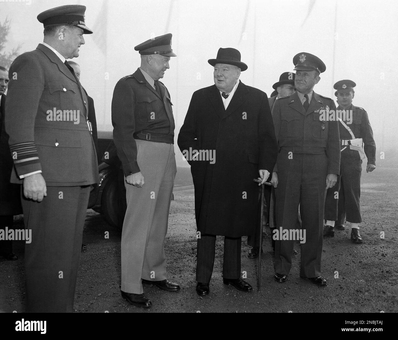 Winston Churchill on arrival at SHAPE headquarters in Paris for lunch ...