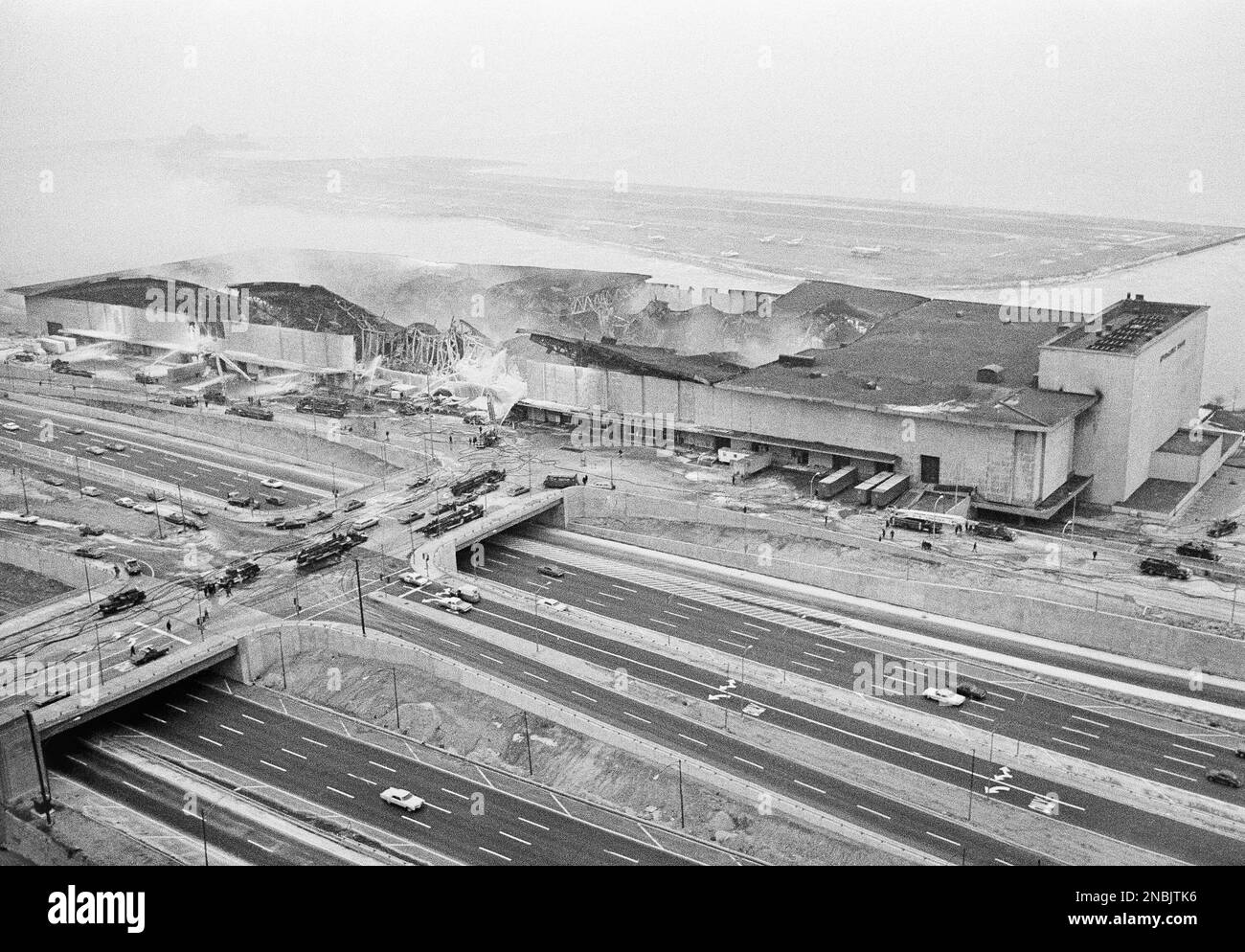 Smoldering ruins of Chicago’s McCormick Place looks north from its ...