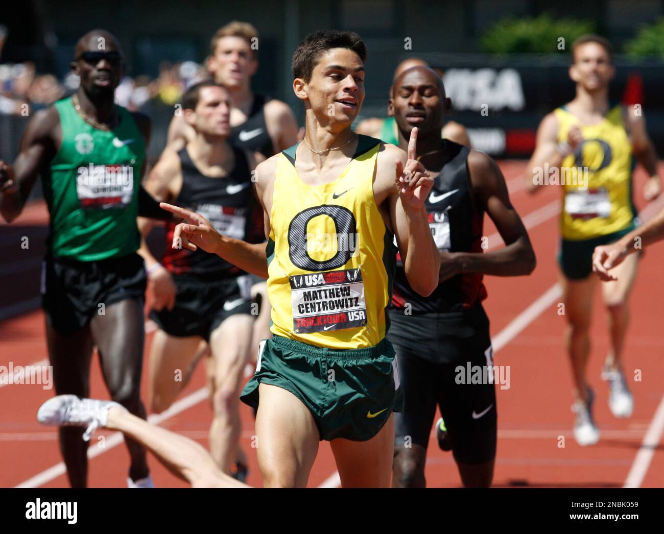 Matthew Centrowitz, center, wins the 1500 meter run at the U.S. outdoor ...
