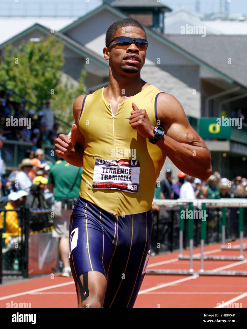 Hurdler Terrence Trammell is shown during the U.S. track and field ...