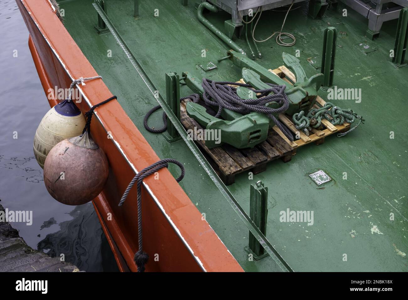 Detail of old object to stop ships on the high seas Stock Photo - Alamy