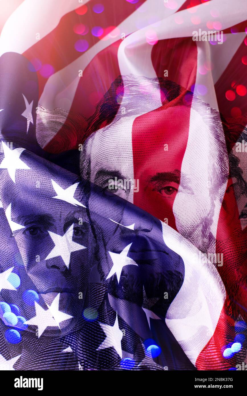 Happy Presidents Day Concept with the US national Flag against a ...