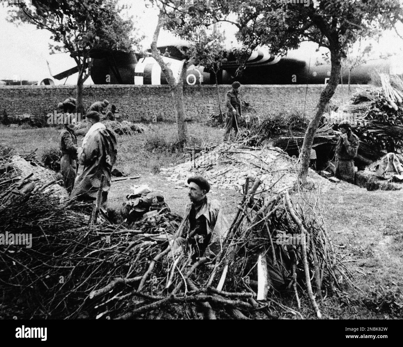Airborne troops who landed in France on June 15, 1944, in a glider ...
