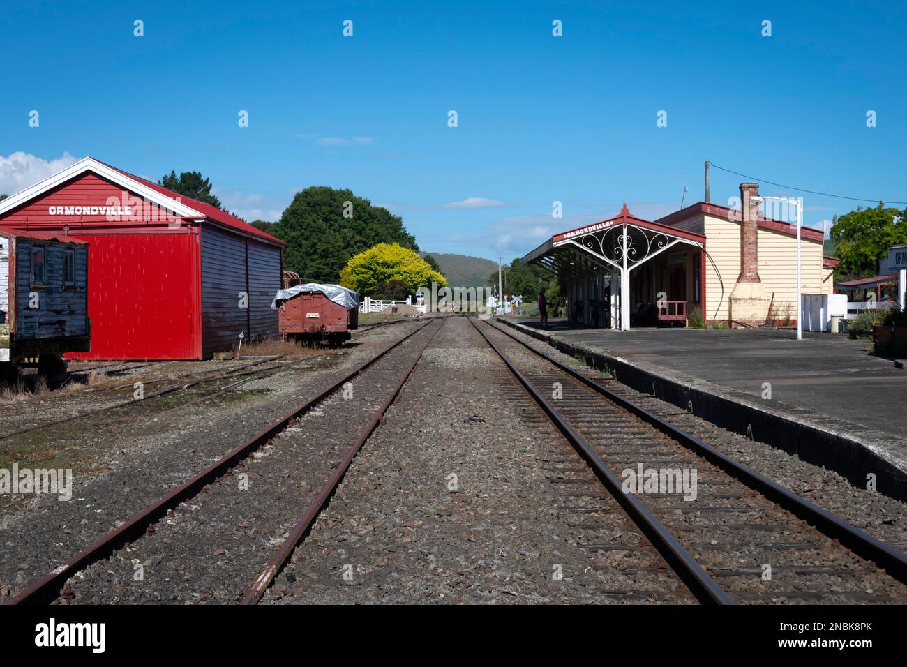 Historic railway station at Ormondville, Tararua District, North Island ...
