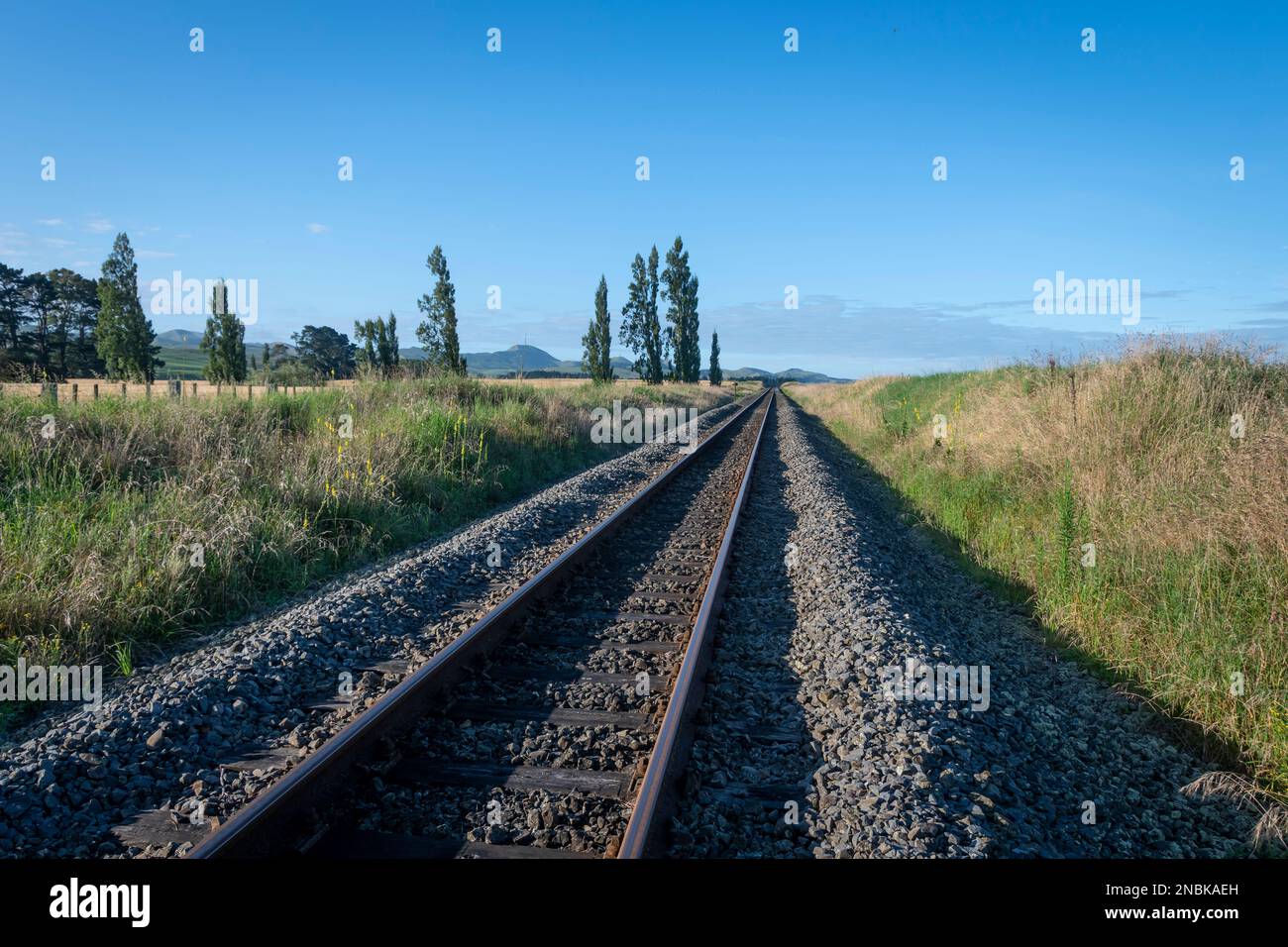 Railway track running through farmland, Takapau, Central Hawkes Bay ...