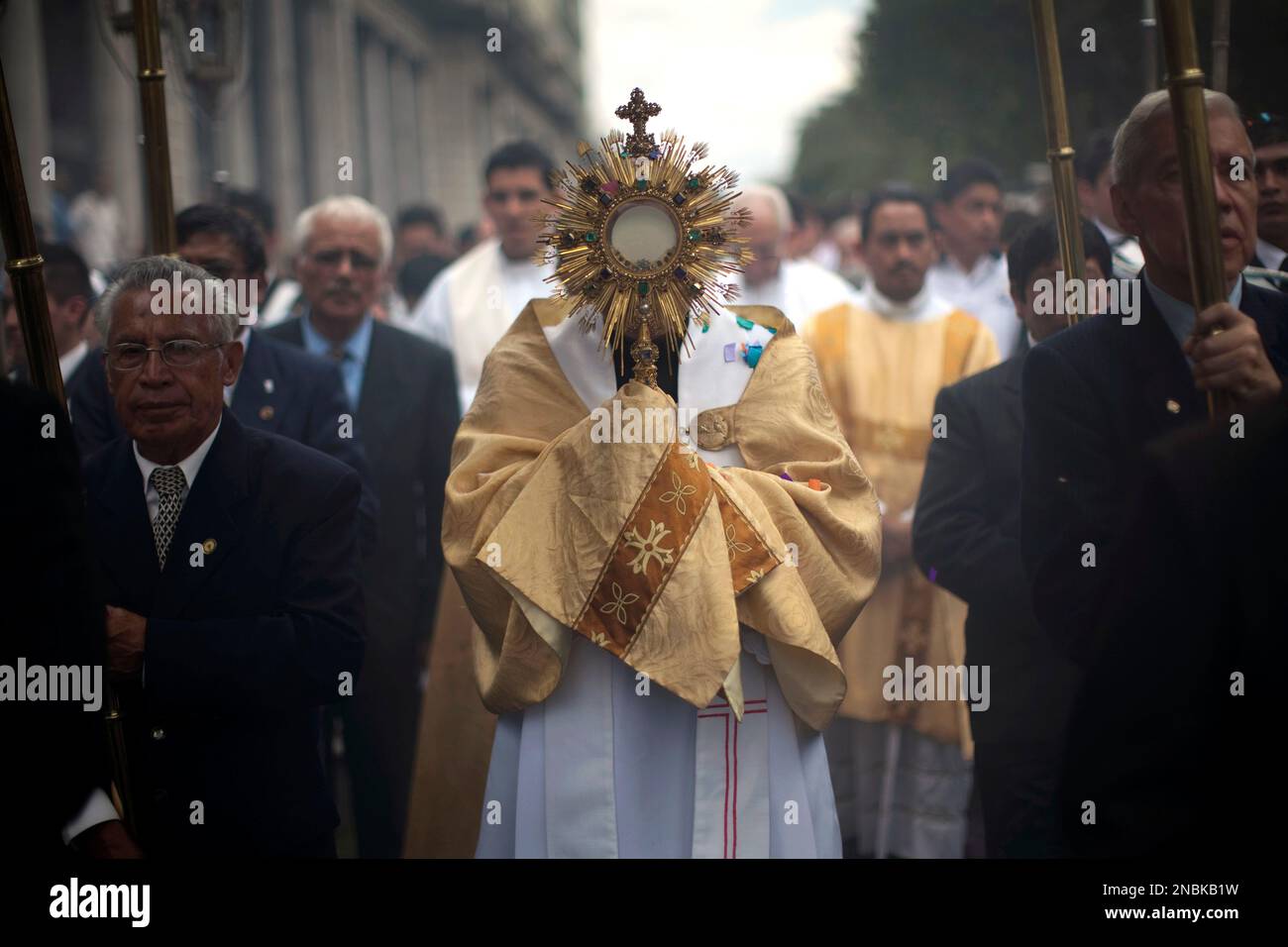 Guatemala's Bishop Oscar Julio Vian, center, leads a procession during ...